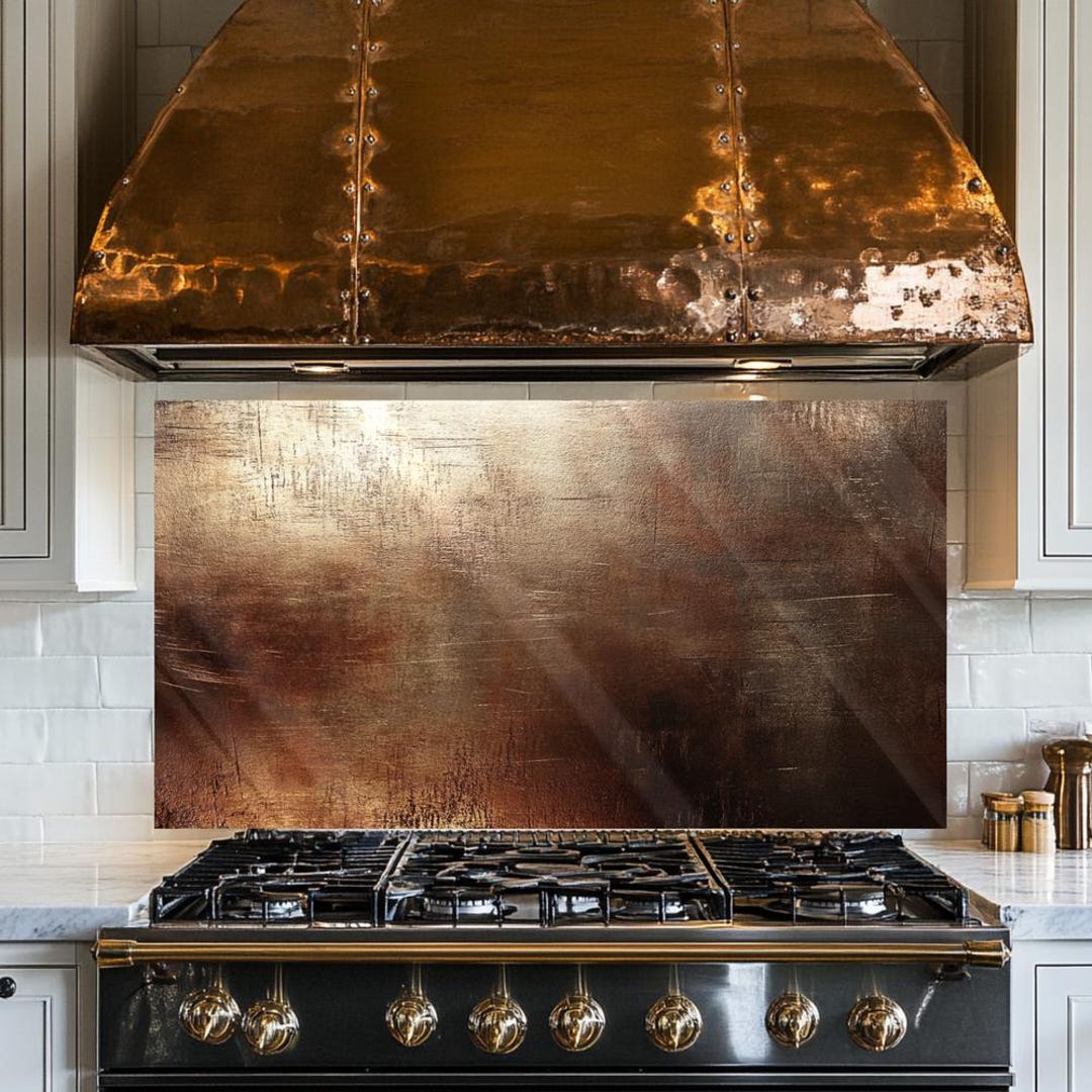 Glass Backsplash-metal Panel Look One Piece Tempered Glass Kitchen ...