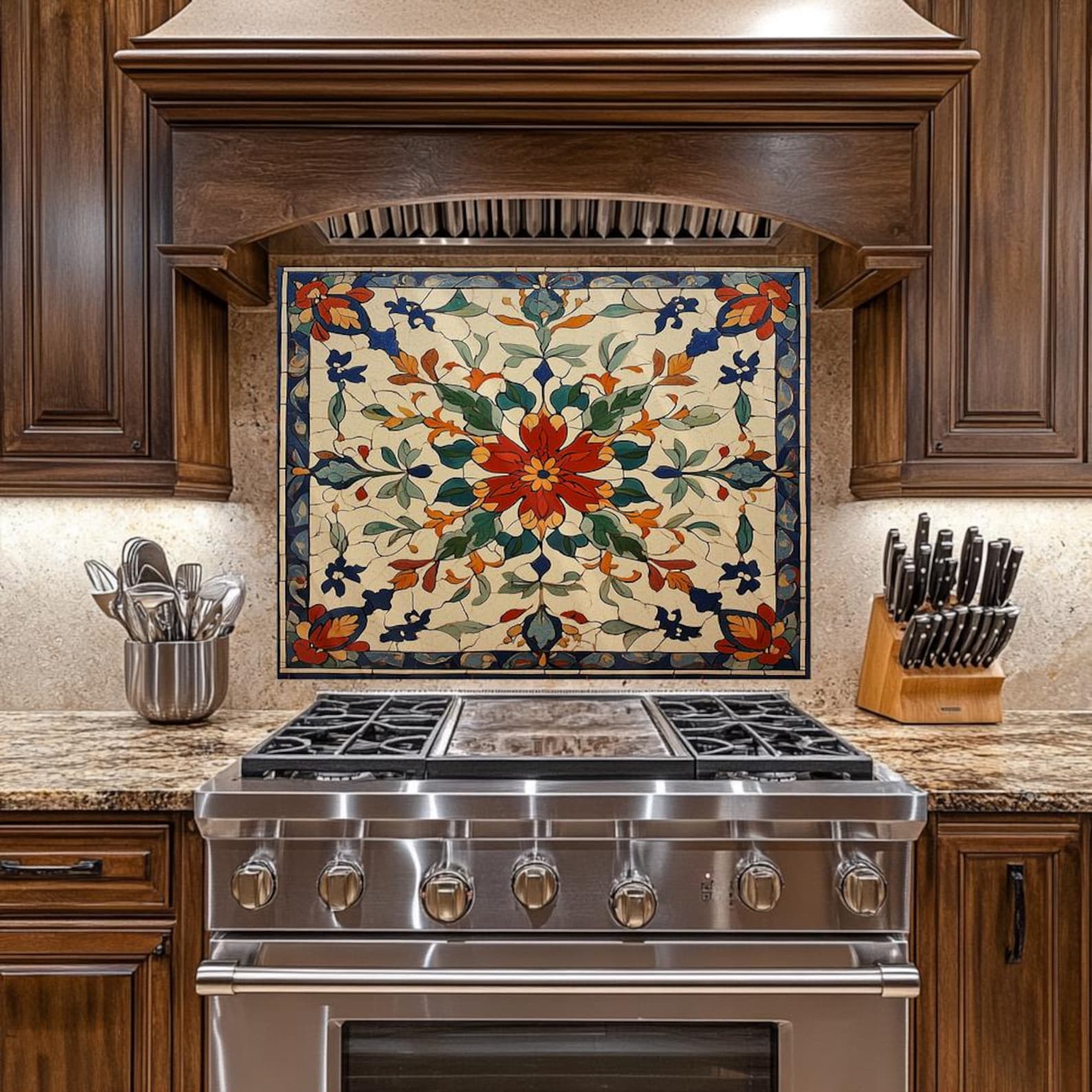 Glass Backsplash-ottoman Tile Look One Piece Tempered Glass Kitchen ...