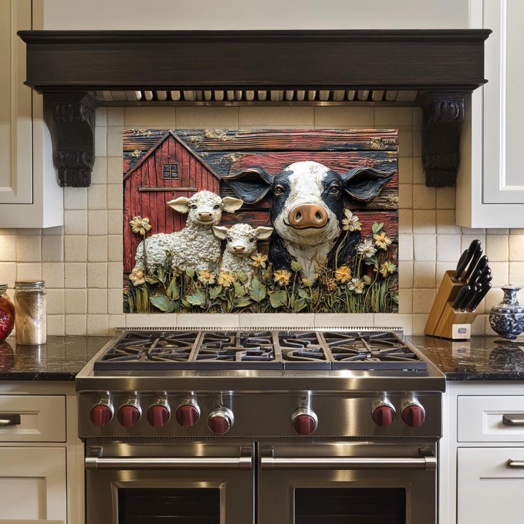 Cute Animals Glass Backsplash for Kitchen – Decorative Glass Tile ...