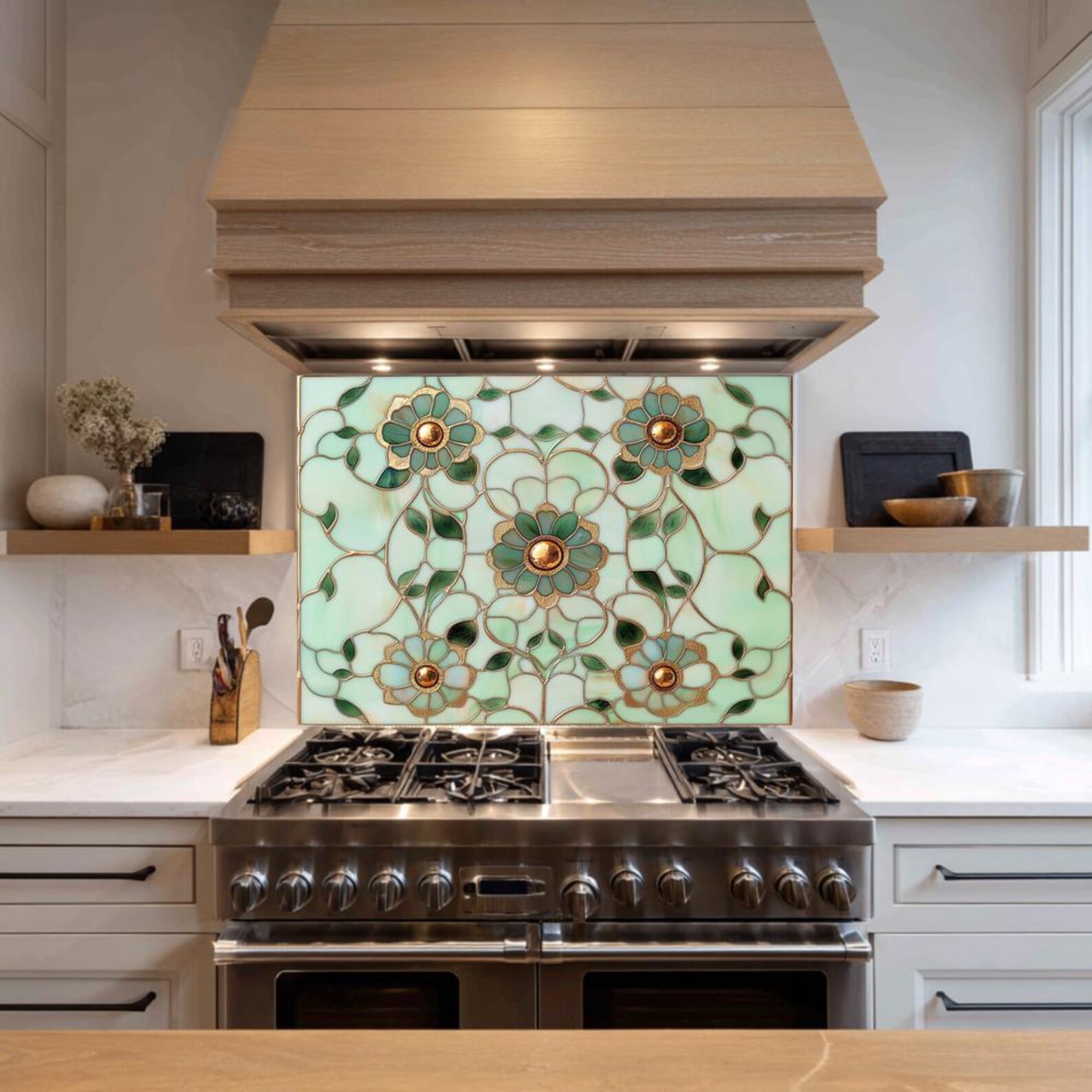 Glass Backsplash Ottoman Tile Look One Piece Tempered Glass Kitchen ...