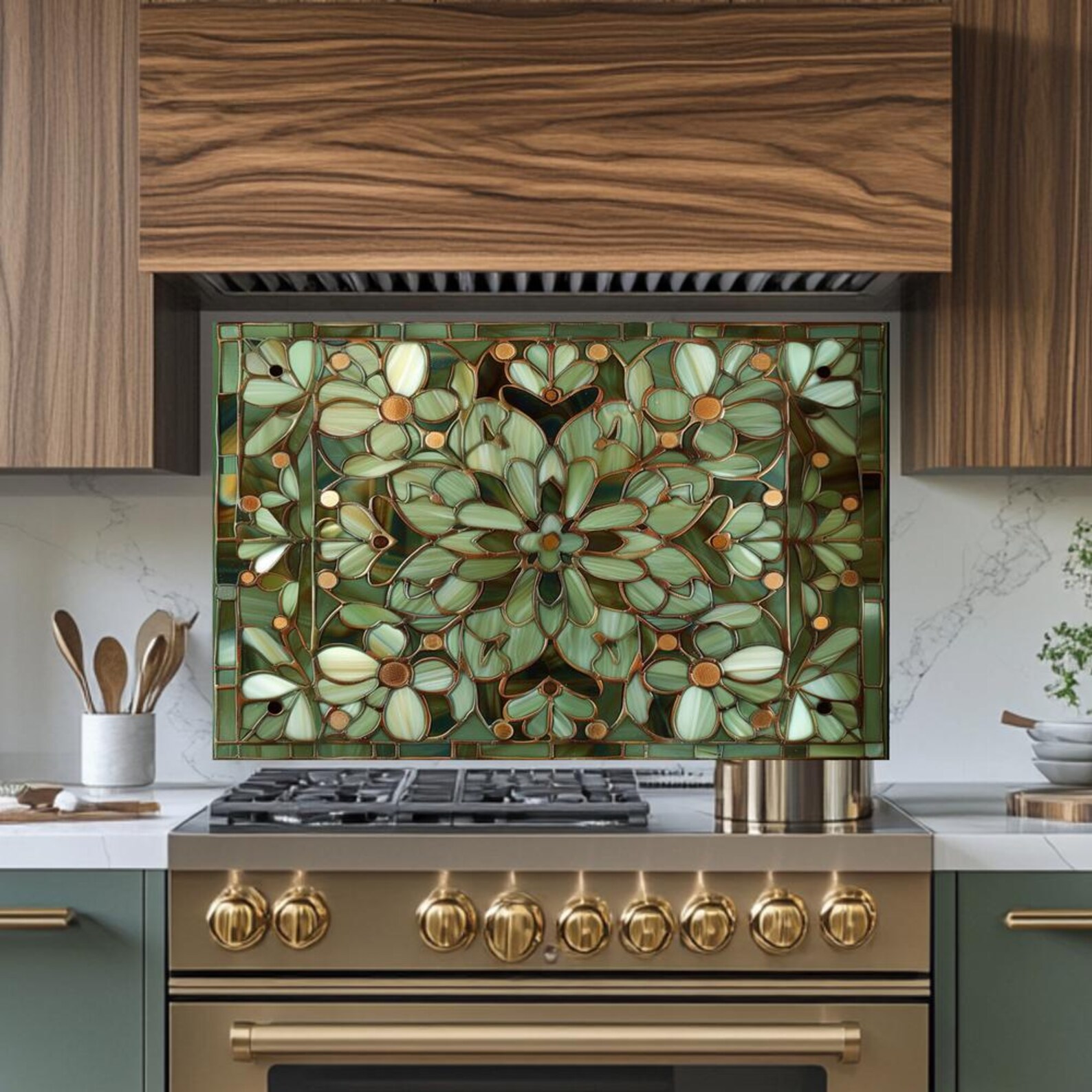 Emerald Glass Backsplash Ottoman Tile Look Tempered Glass Kitchen ...