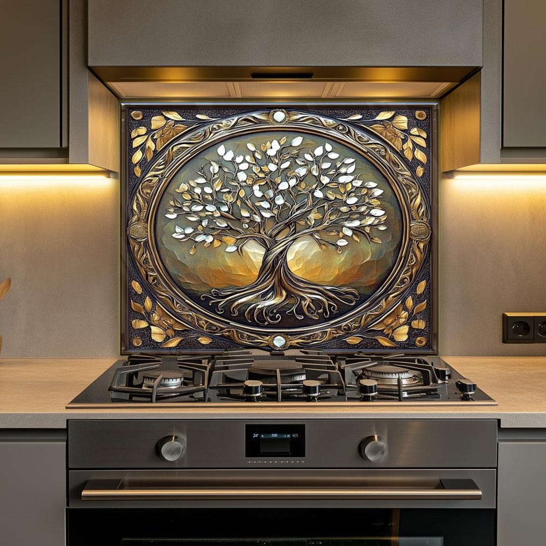 Glass Backsplash-life of Tree One Piece Tempered Glass Kitchen ...