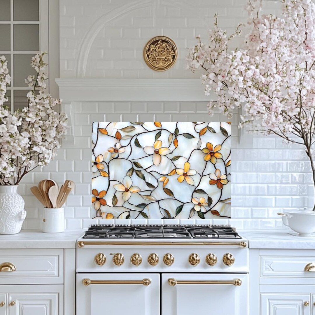 Glass Backsplash-ottoman Tile Look One Piece Tempered Glass Kitchen ...