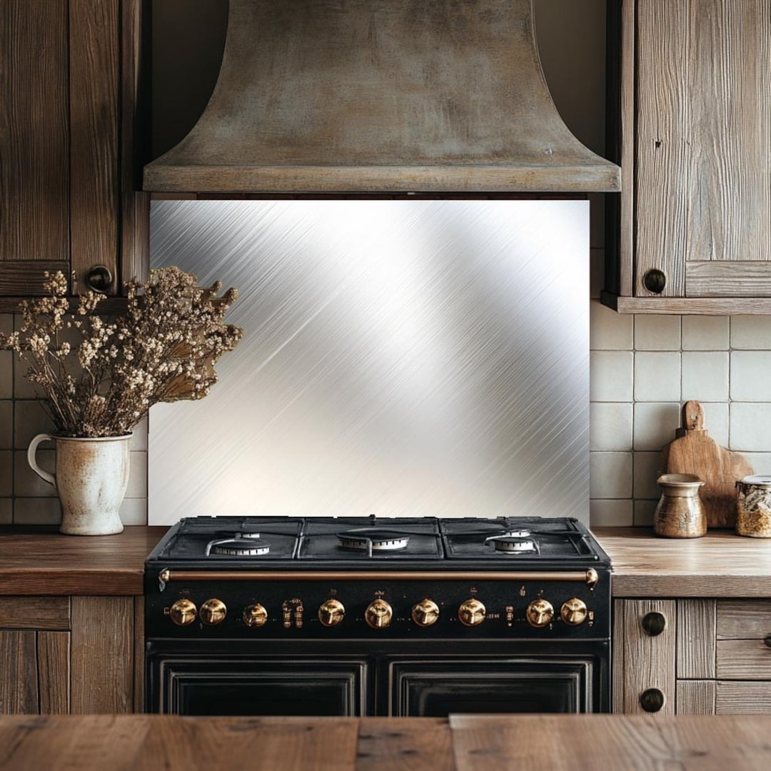 Glass Backsplash-metal Panel Look One Piece Tempered Glass Kitchen ...