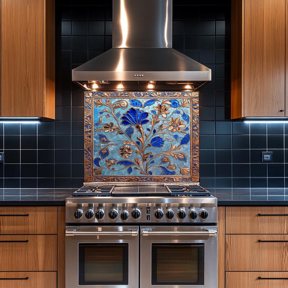 Glass Backsplash Ottoman Tile Look One Piece Tempered Glass Kitchen ...