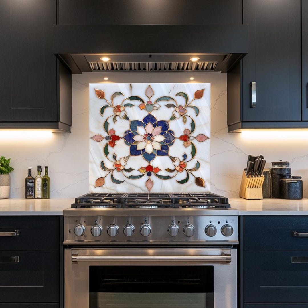Colorful Patterned Glass Backsplash Tile, Vibrant Glass Splashback ...