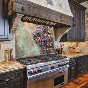 Glass Backsplash-lilacs One Piece Tempered Glass Kitchen Splashback for ...