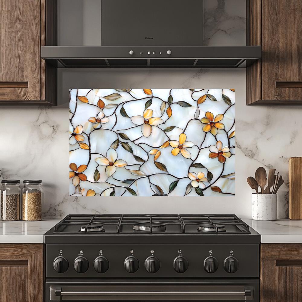 Glass Backsplash-ottoman Tile Look One Piece Tempered Glass Kitchen ...