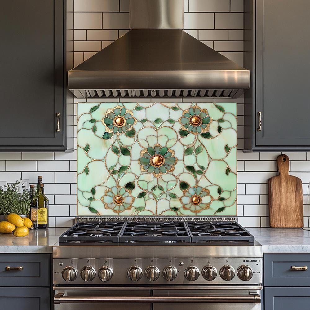 Glass Backsplash Ottoman Tile Look One Piece Tempered Glass Kitchen ...