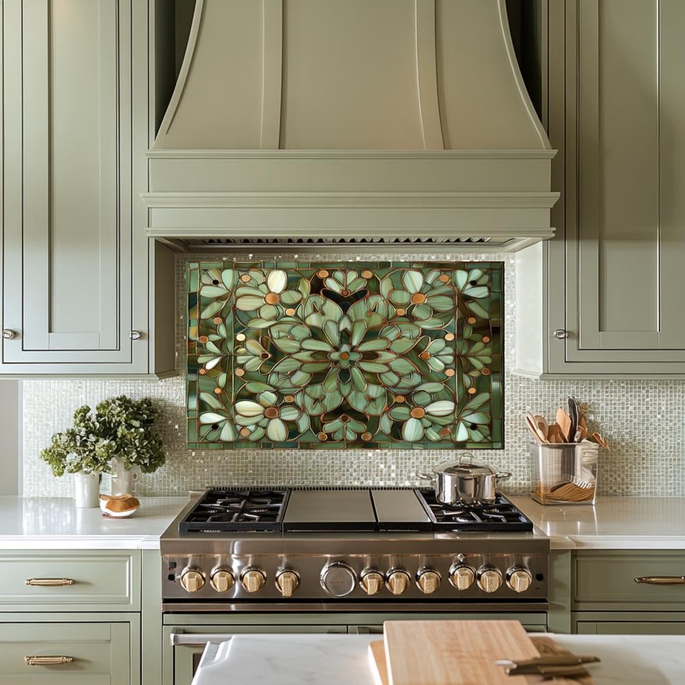 Emerald Glass Backsplash Ottoman Tile Look Tempered Glass Kitchen ...