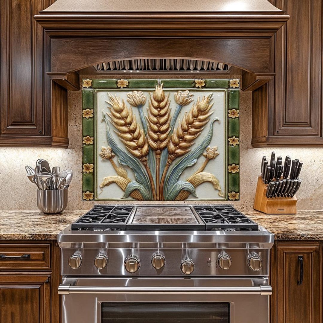 Hand-painted Look Embossed Ceramic Tile Backsplash – 3D Textured Wall ...