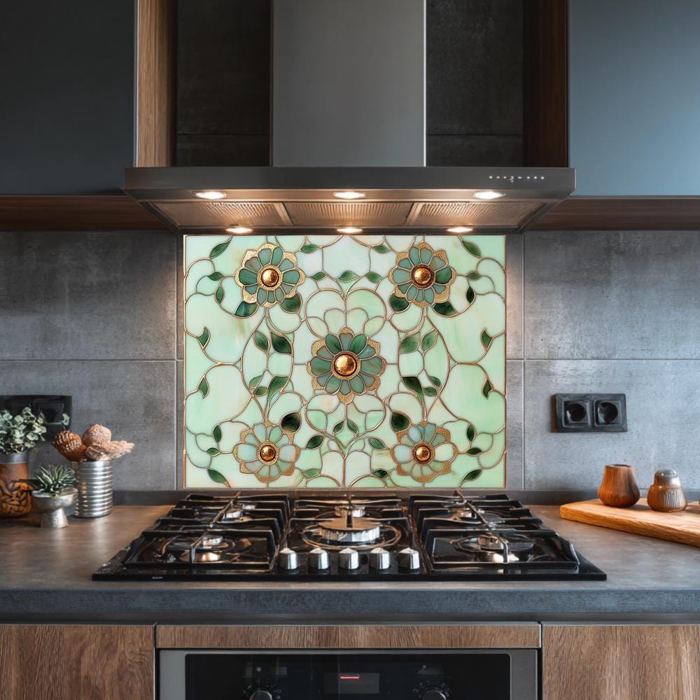 Glass Backsplash Ottoman Tile Look One Piece Tempered Glass Kitchen ...