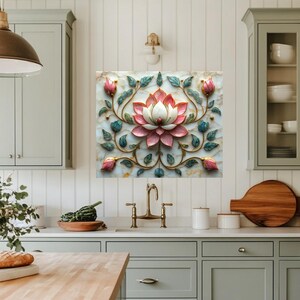 Pink Marble Look Pattern Glass Backsplash Splashback – Modern Printed ...