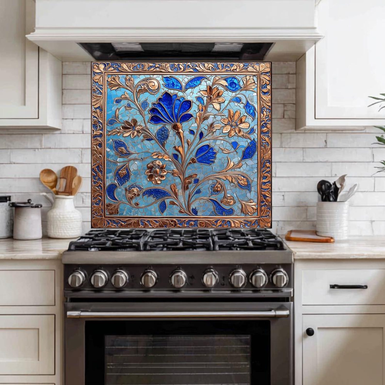 Glass Backsplash Ottoman Tile Look One Piece Tempered Glass Kitchen ...