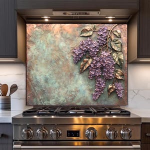 Glass Backsplash-lilacs One Piece Tempered Glass Kitchen Splashback for ...