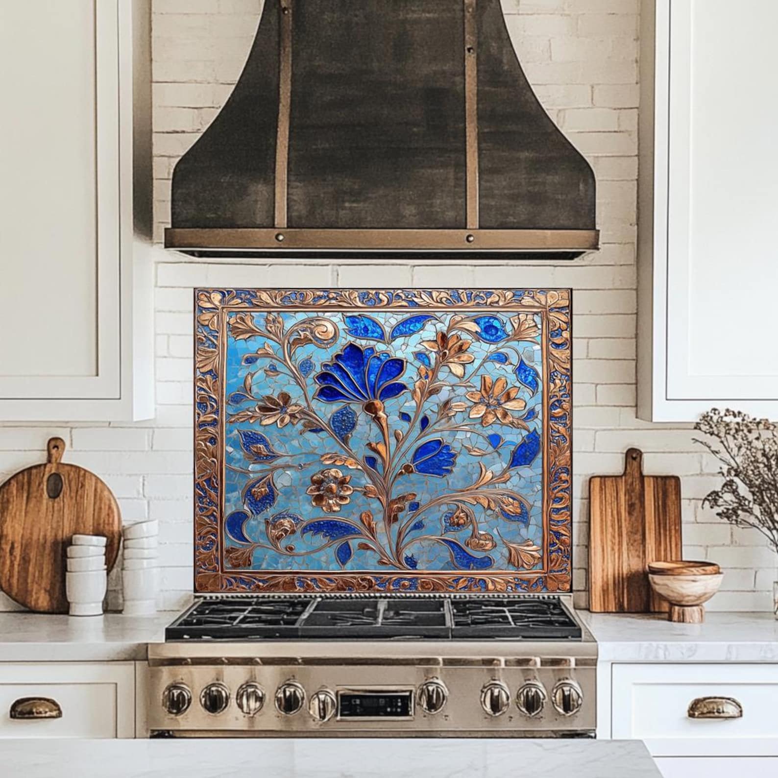 Glass Backsplash Ottoman Tile Look One Piece Tempered Glass Kitchen ...