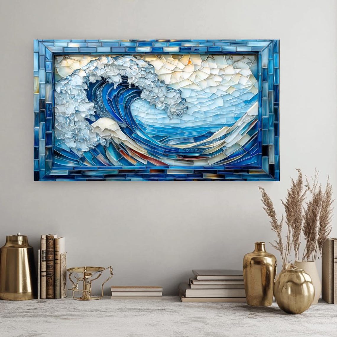 Ocean Wave Glass Backsplash Splashback for Kitchen Stove Behind and ...
