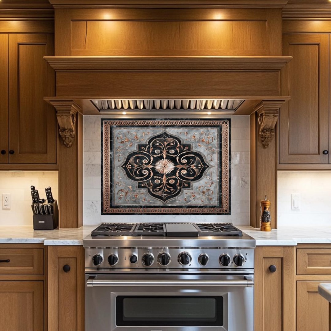 Glass Backsplash - Ottoman Tile Look One Piece Tempered Glass Kitchen ...