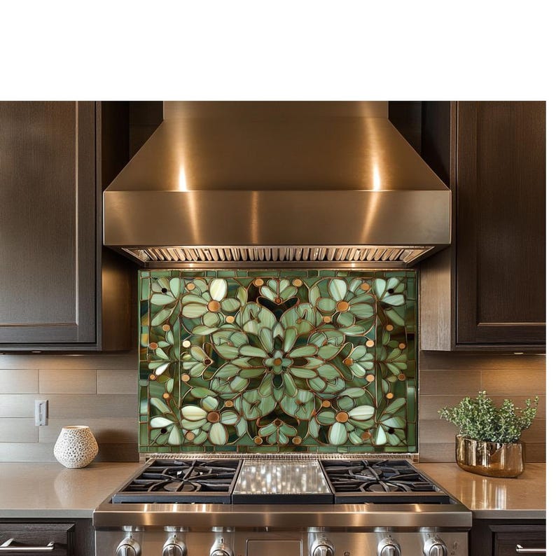 Emerald Glass Backsplash Ottoman Tile Look Tempered Glass Kitchen ...