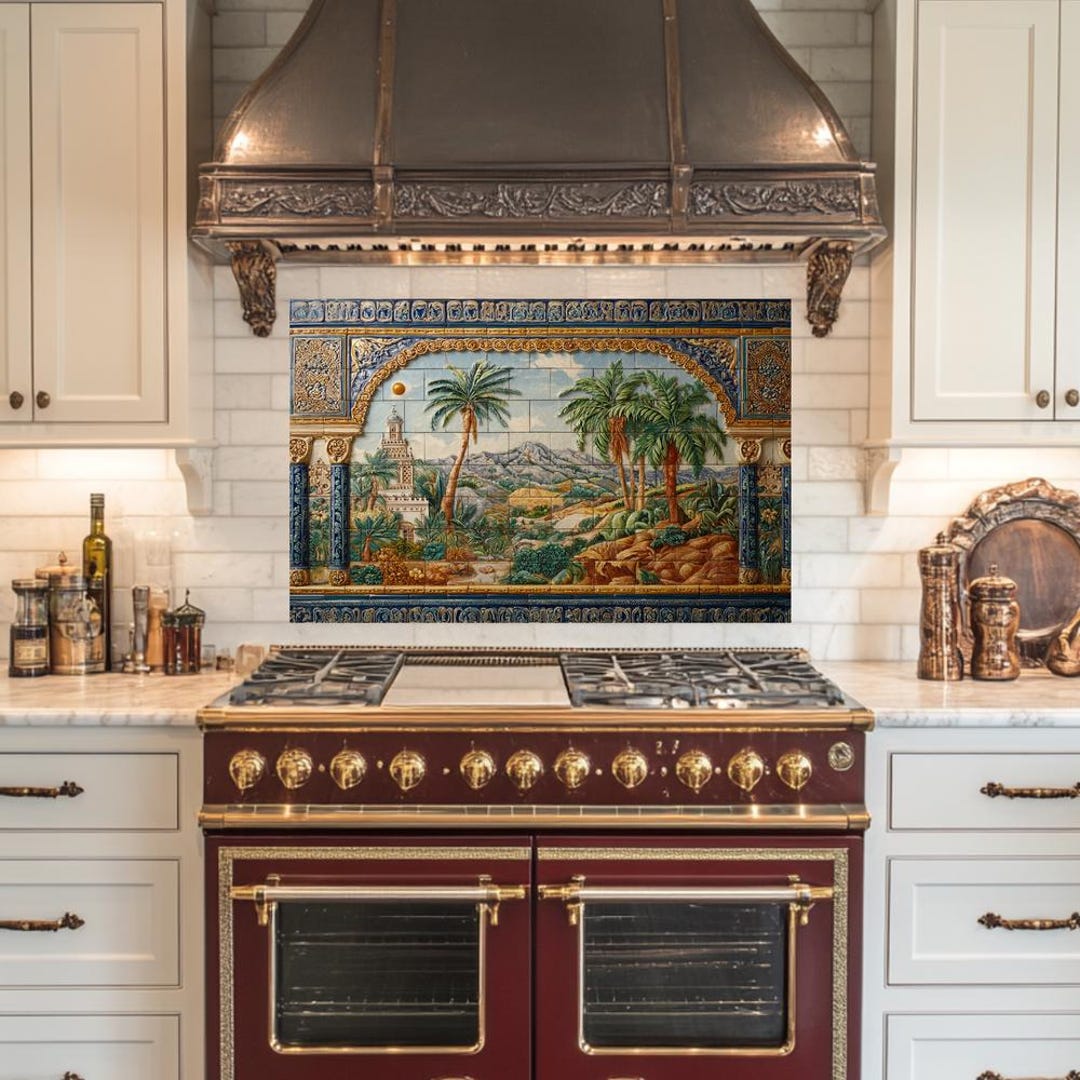 Mural Tile Glass Backsplash Splashback – Artistic Printed Kitchen Wall ...