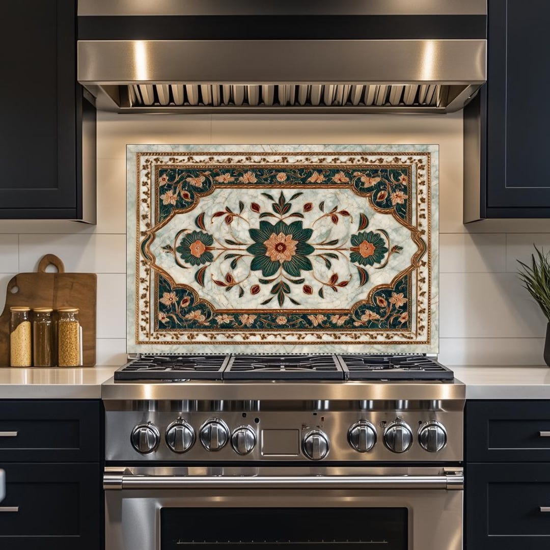 Glass Backsplash-ottoman Tile Look One Piece Tempered Glass Kitchen ...