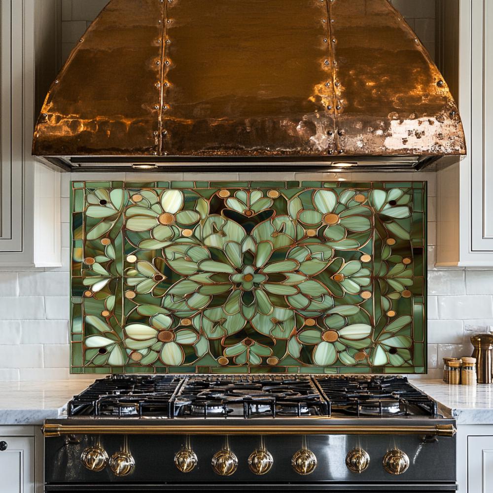Emerald Glass Backsplash Ottoman Tile Look Tempered Glass Kitchen ...