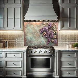 Glass Backsplash-lilacs One Piece Tempered Glass Kitchen Splashback for ...