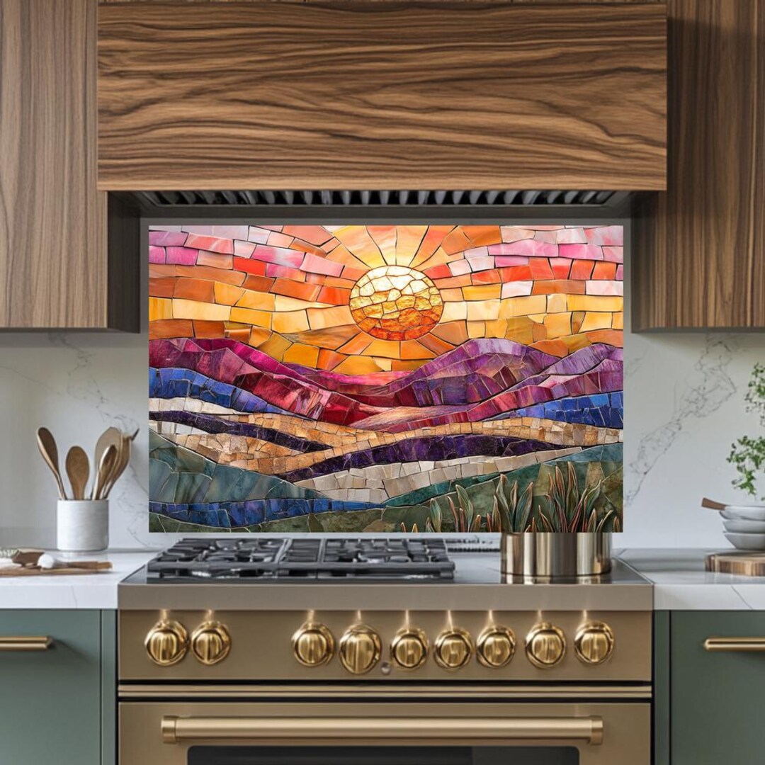 Glass Backsplash-sunshine Mosaic One Piece Tempered Glass Kitchen ...