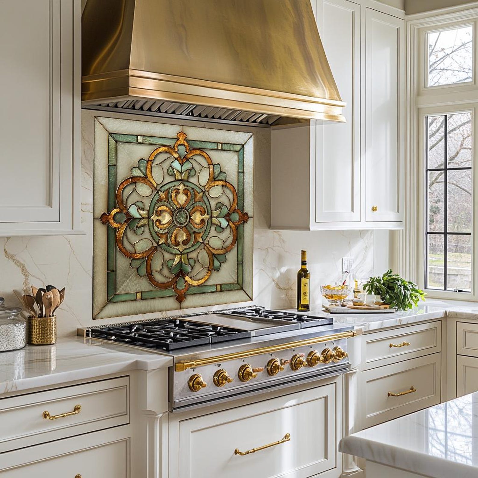 Glass Backsplash, Pattern Tile Look One Piece Tempered Glass Kitchen ...