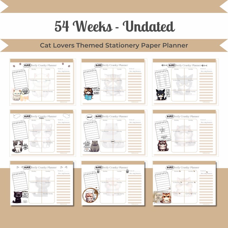 Purrfectly Cranky Weekly Planner DIY Gift Cat Lover Funny Sarcastic ...