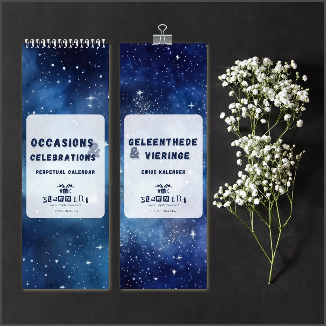 A4 Long Calendar Printable Bilingual English Afrikaans Organiser Cosmos ...