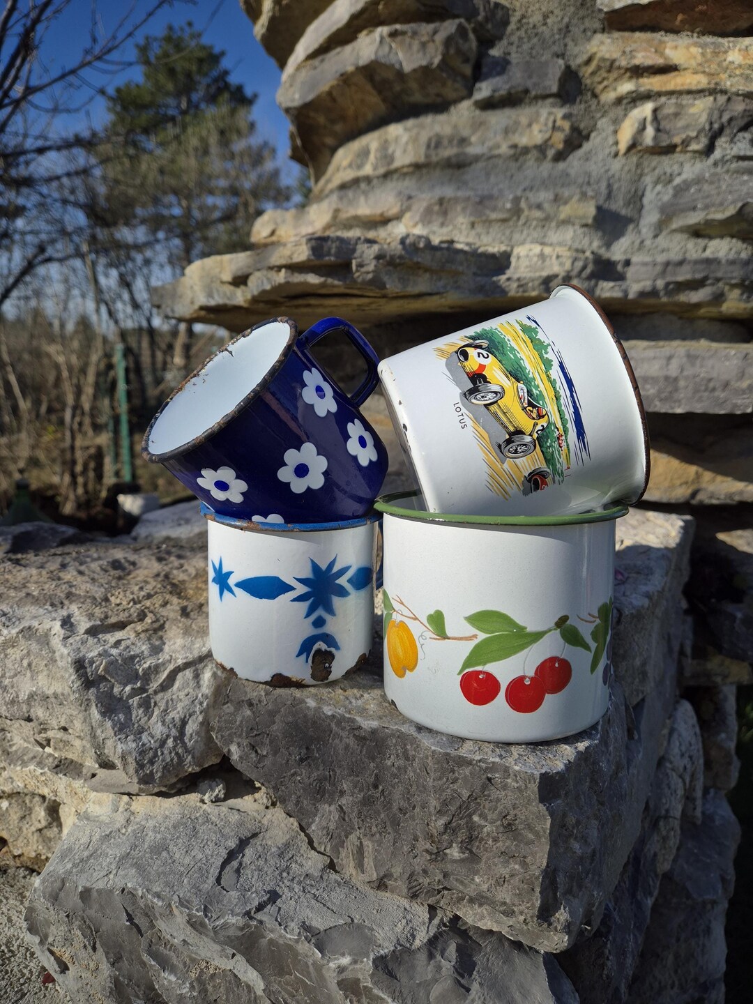 1 of 4 / Vintage Enamel Mugs – Retro Yugoslavian Design / Vintage ...