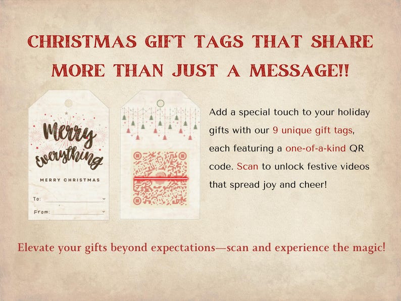 Unique Retro Christmas Gift Tags With QR Codes for Scanning Holiday ...