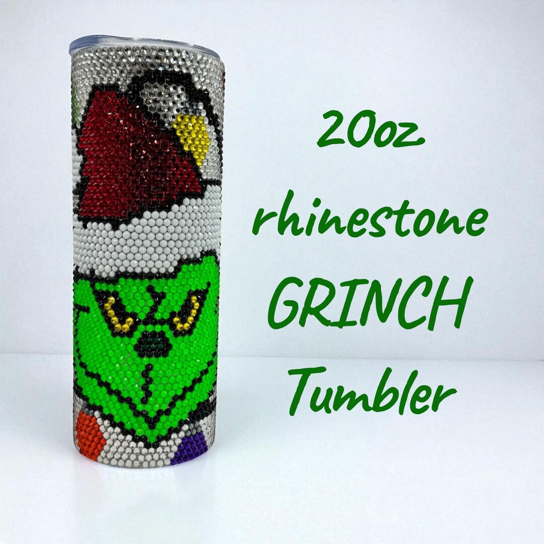 Grinch Rhinestone Tumbler – Handmade Christmas Bling Cup - Etsy