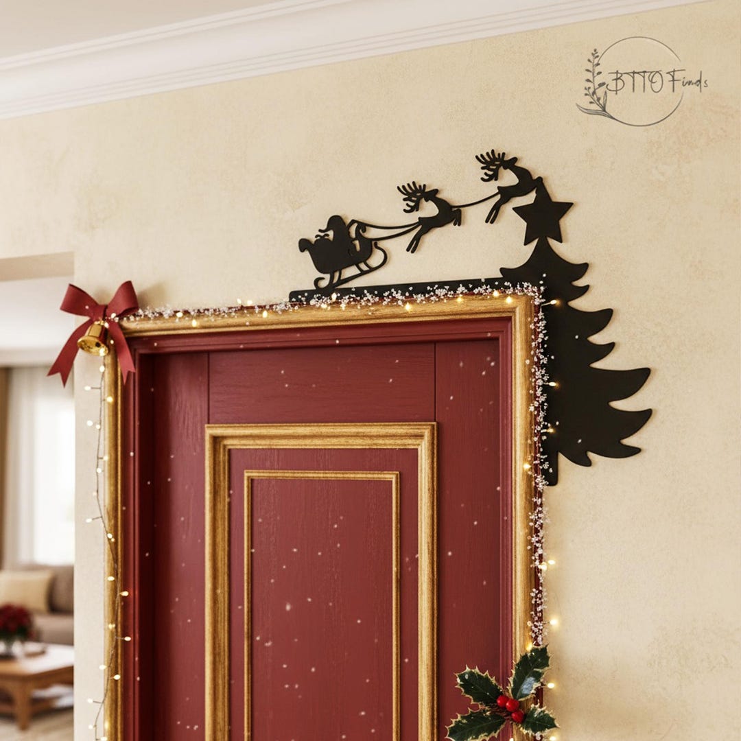 Classic Santa Metal Art,santa and Reindeer Metal Art,holiday Wall Arch ...