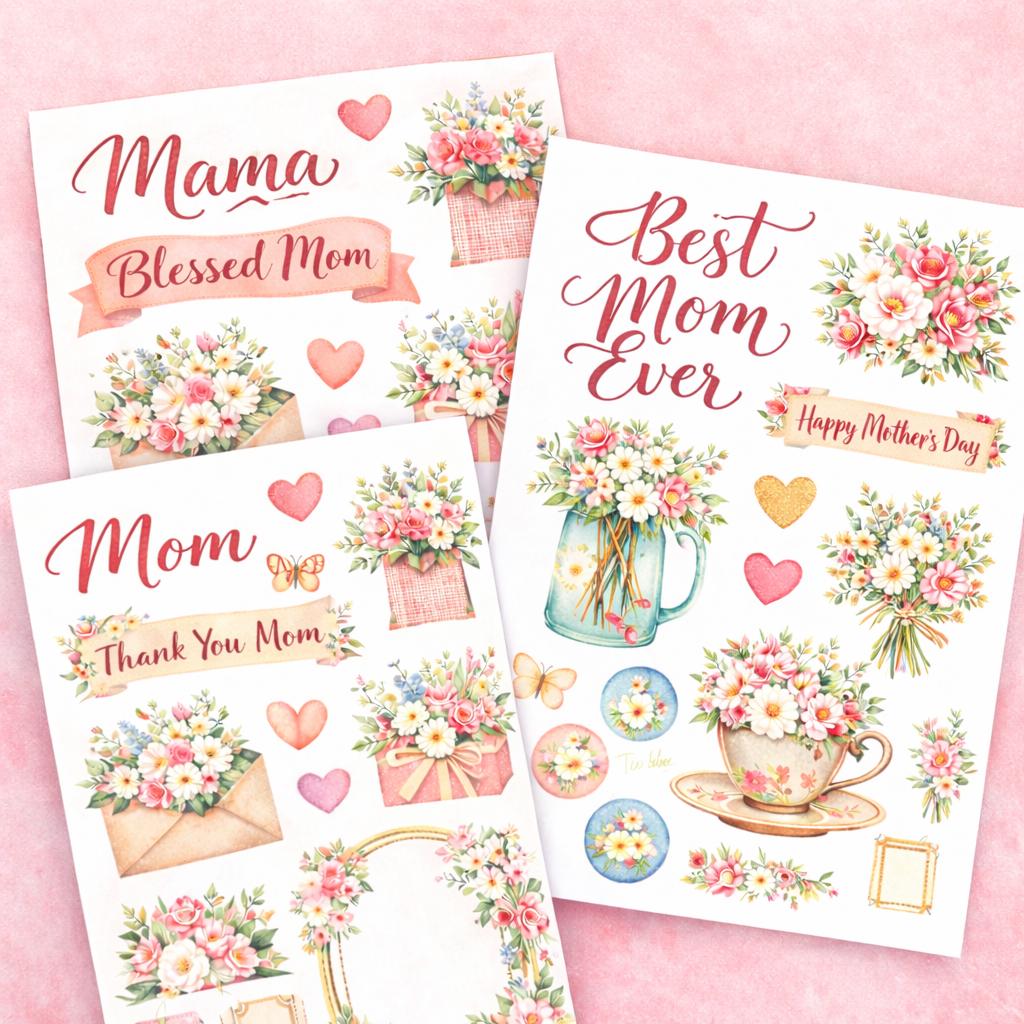 Mother’s Day Printable Sticker Sheets – Floral Mom Planner & Journal ...