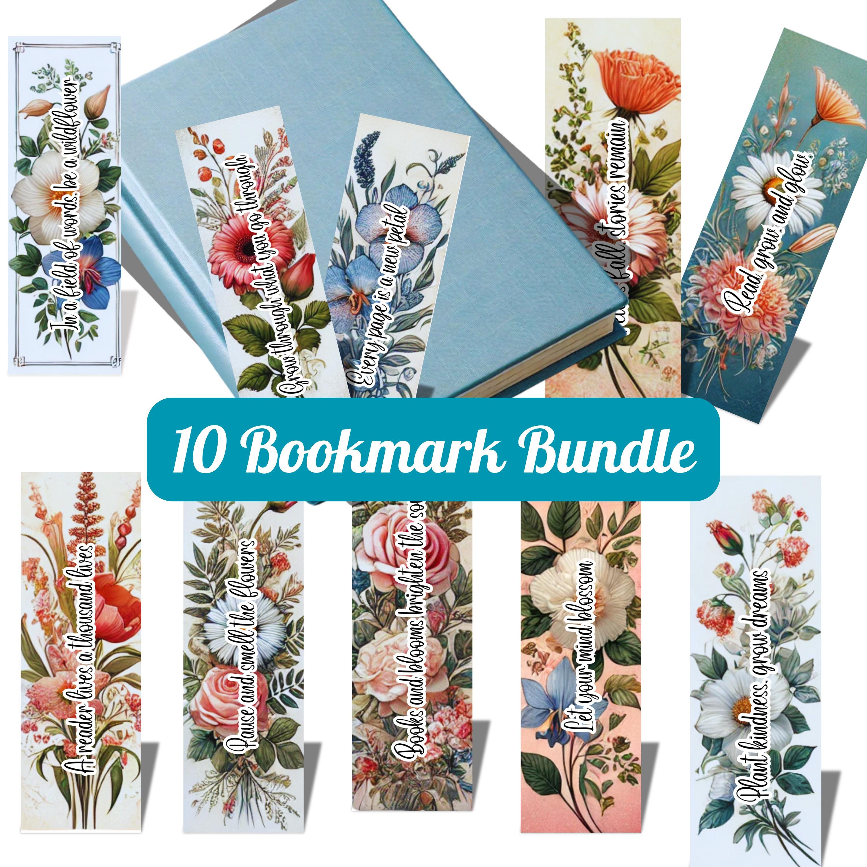 Elegant Floral Bookmarks - Digital Printable Set of 10 - Etsy