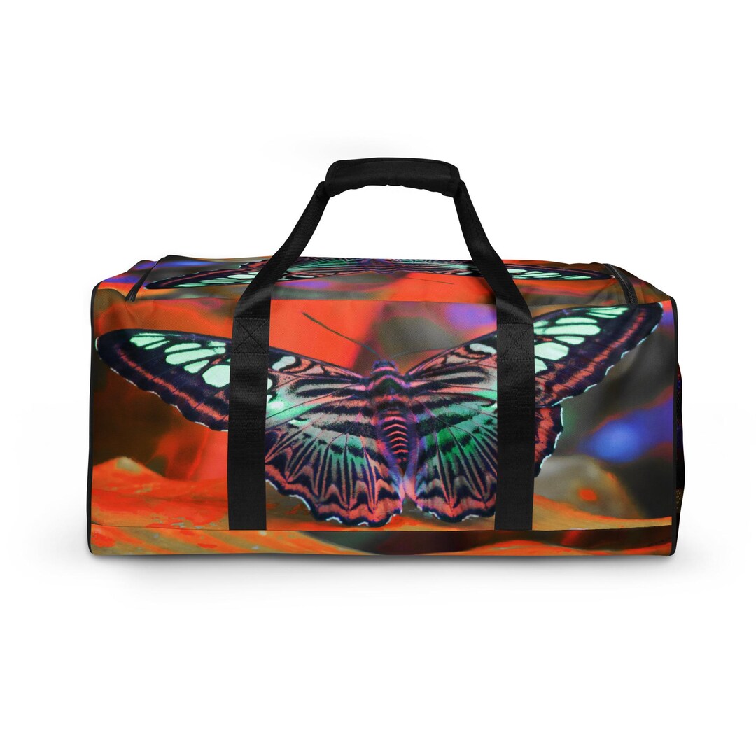 Butterfly Duffle Bag - Glowing Warm Colors, Vibrant Nature, Wildlife ...