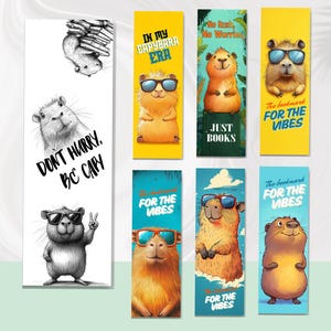 Capybara Printable Bookmarks Set: Whimsical Cute Animal Bookmarks for ...