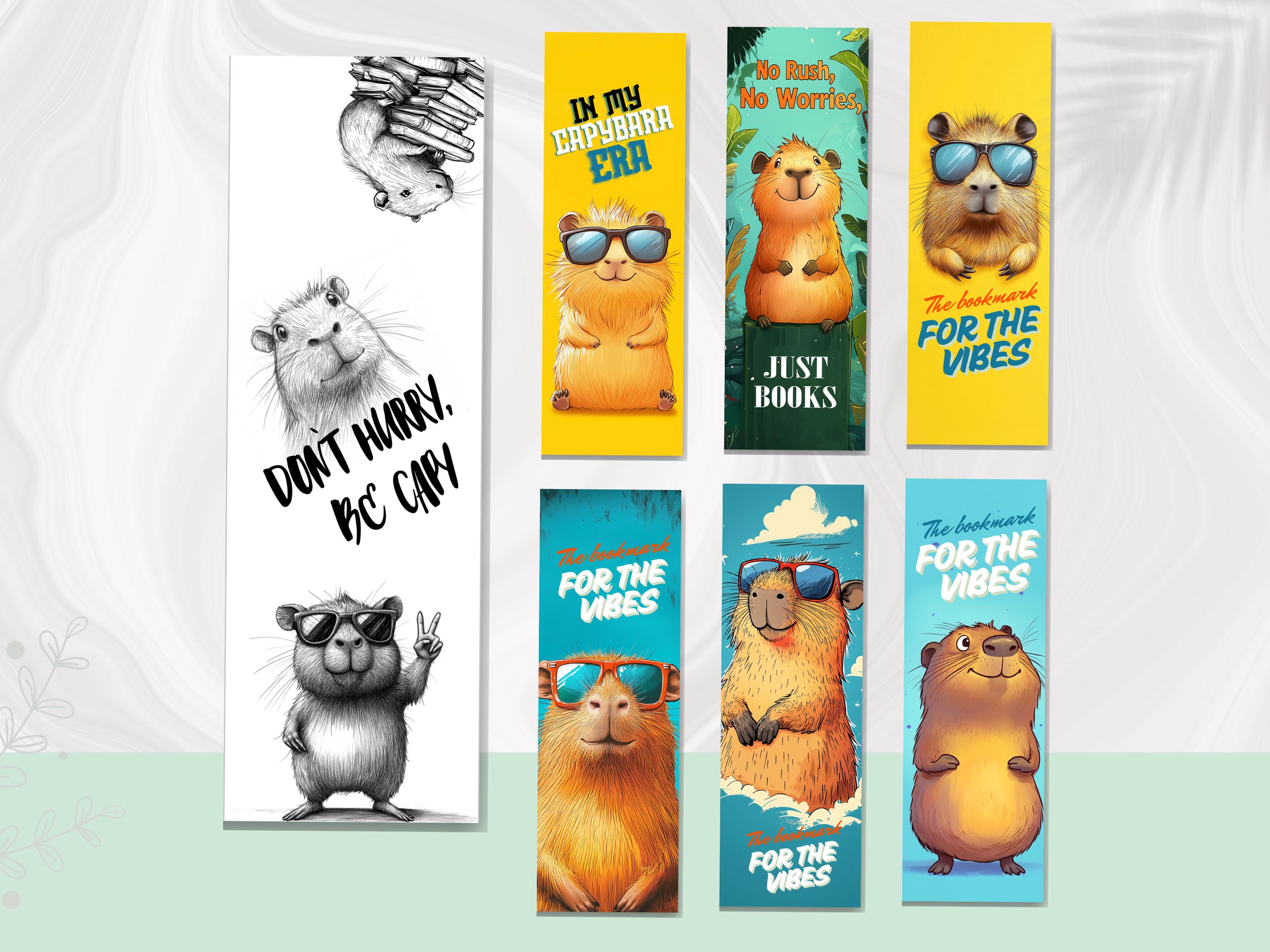 Capybara Printable Bookmarks Set: Whimsical Cute Animal Bookmarks for ...