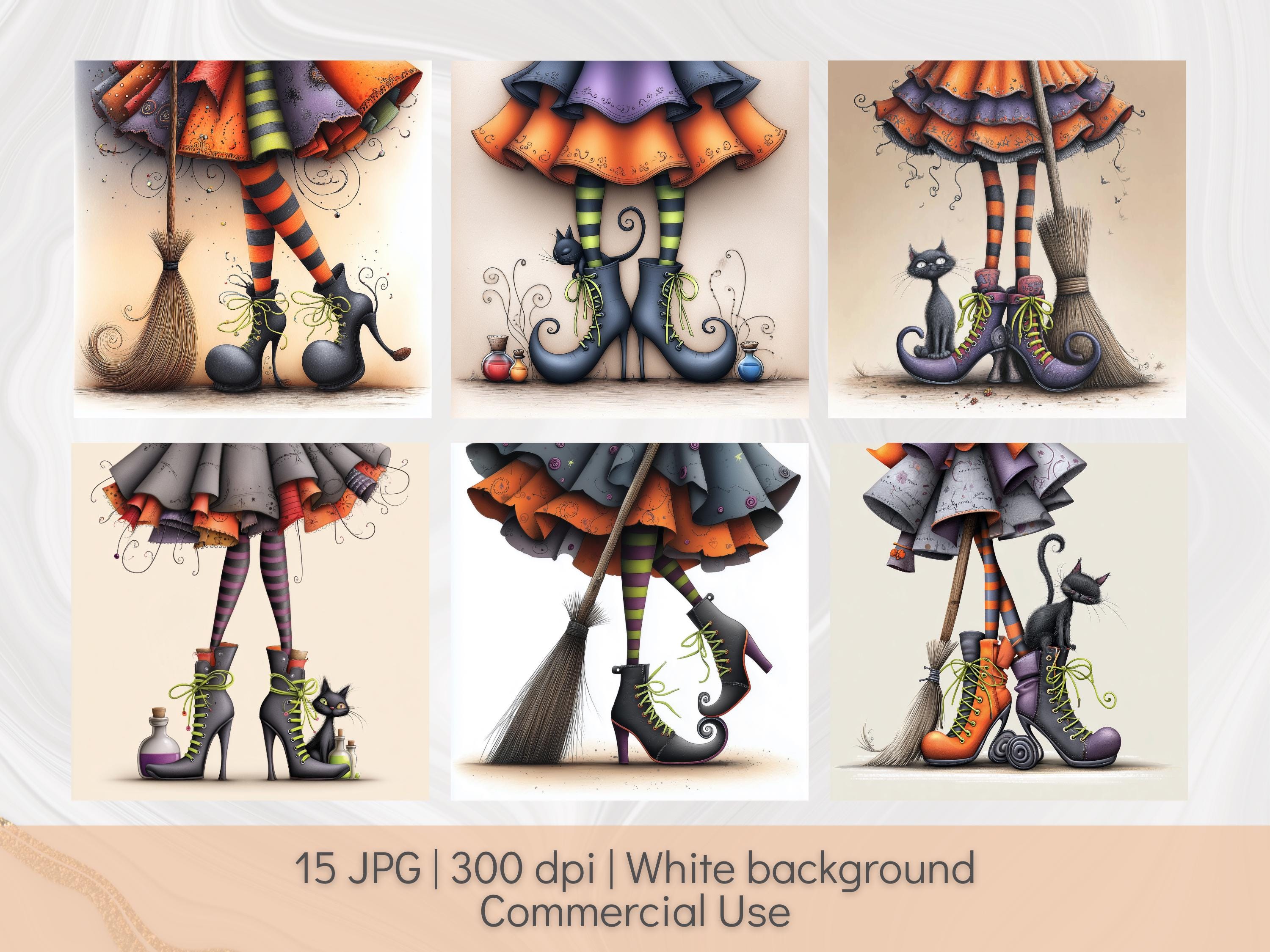 Witch Legs Cartoon Clipart Bundle: Halloween Witch Boots Stockings ...