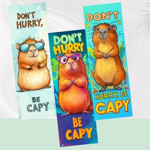 Capybara Printable Bookmarks Set: Whimsical Cute Animal Bookmarks for ...