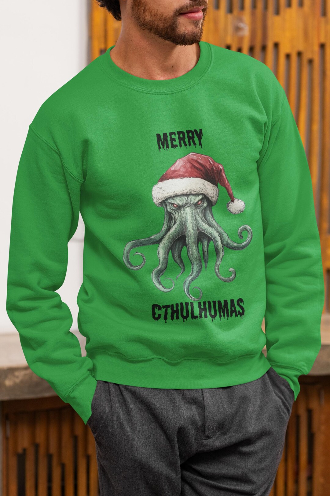 Crewneck Sweatshirt, Cthulhu Christmas Sweater, Lovecraft Holiday ...