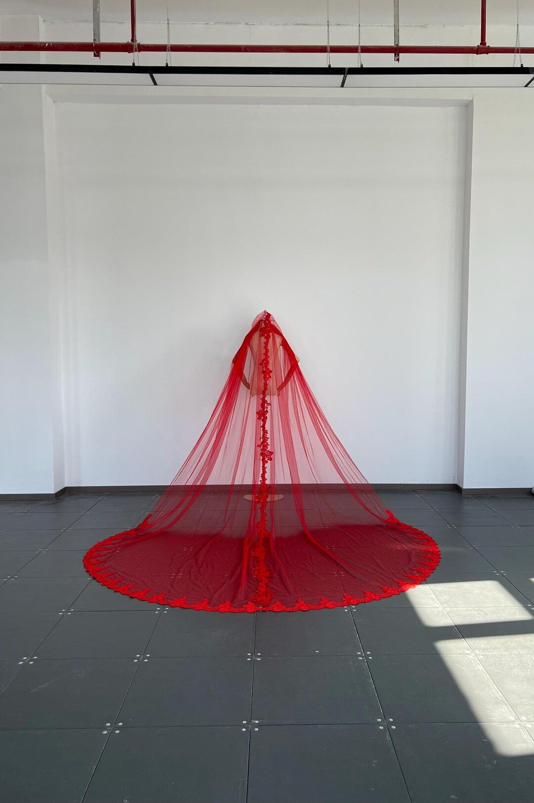 Red Lace Veil,red Wedding Veil,royal Cathedral Veil,cathedral Wedding ...