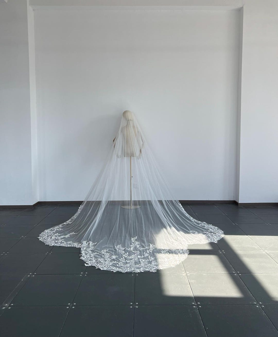 Leaf Lace Veil,scalloped Veil,simple Lace Veil,royal Cathedral Veil ...