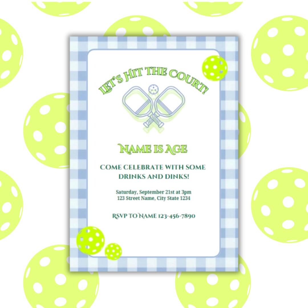 Pickleball Birthday Party Invitation Printable, Pickleball Editable ...
