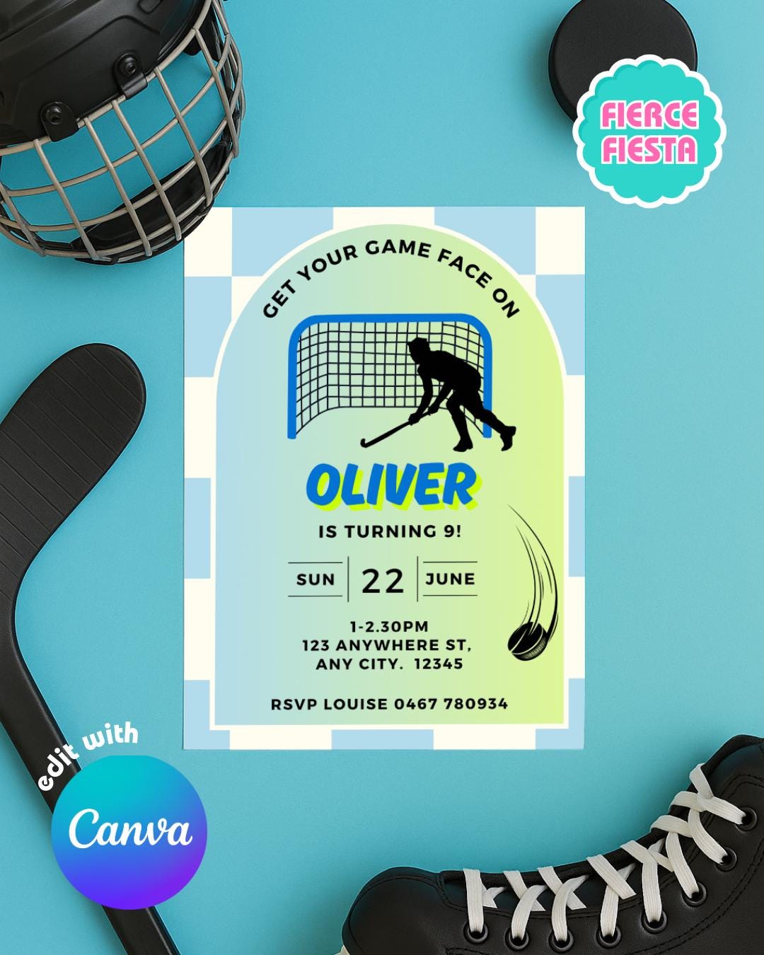Editable Hockey Birthday Invitation – Instant Download, Customisable ...