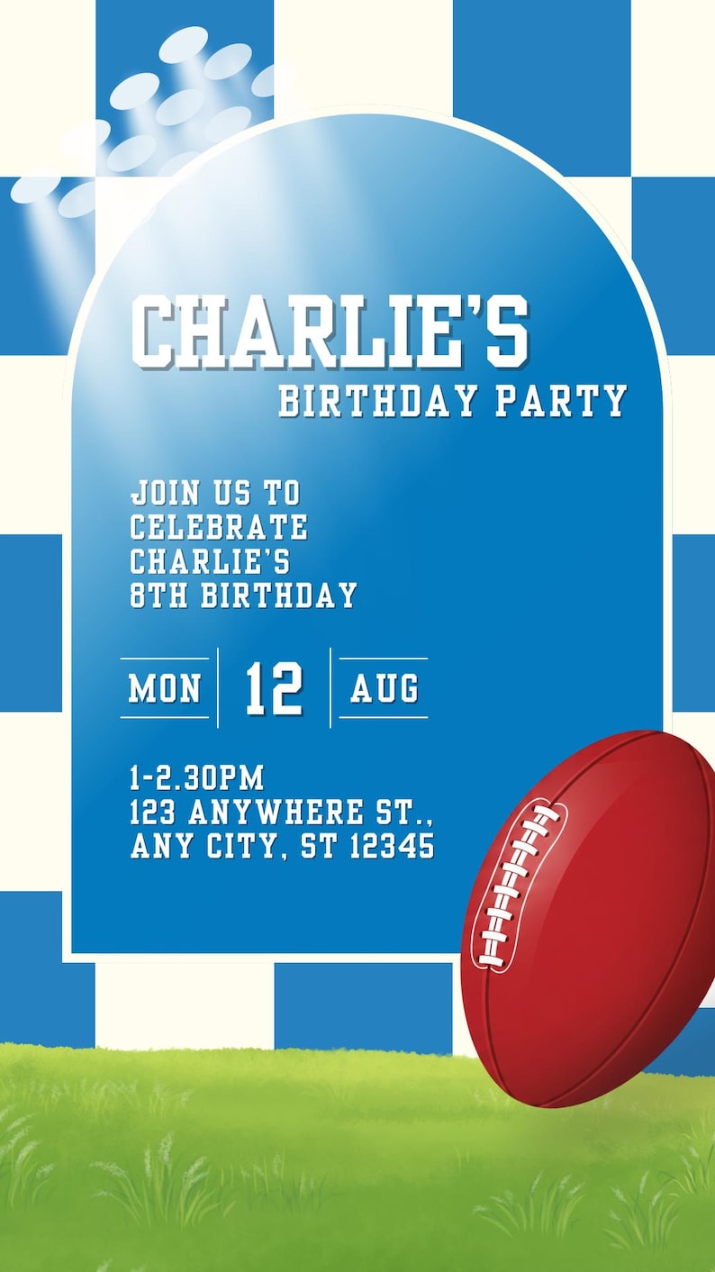 AFL Mobile Birthday Invitation Template | Editable AFL Footy Party ...