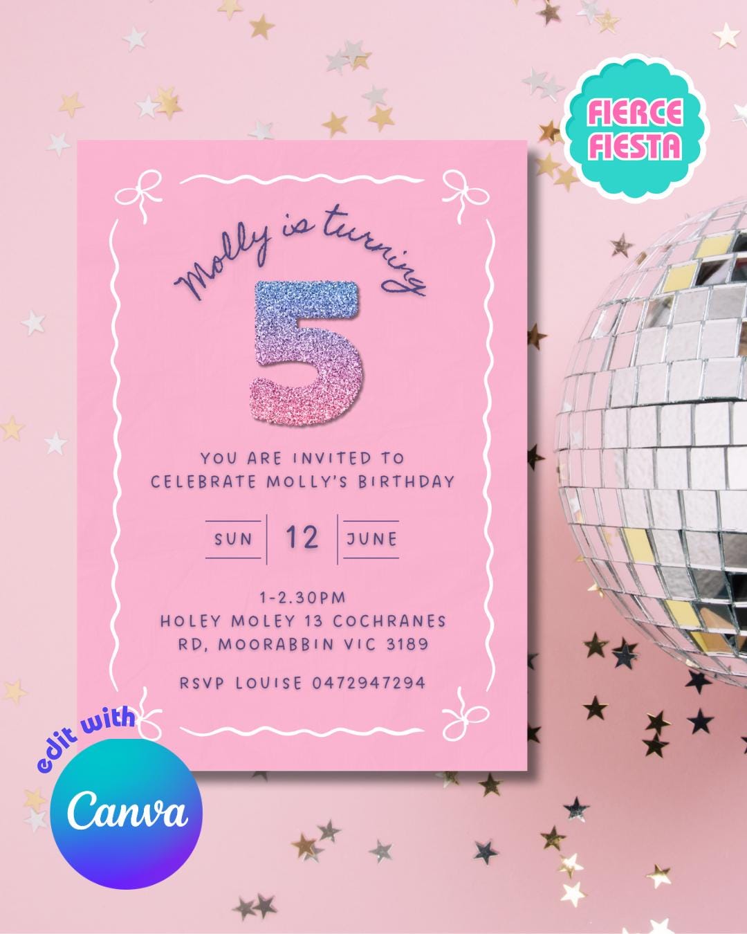 Editable 5th Birthday Invitation – Instant Download | Custom Kids Party ...