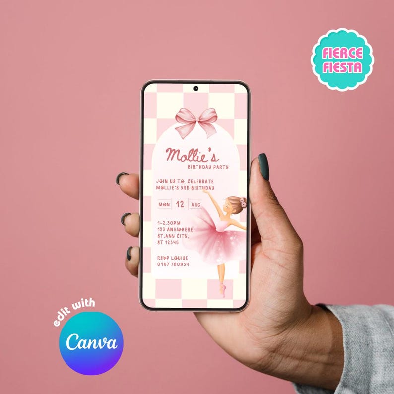 Mobile Ballet Birthday Invitation Template – Editable Canva Design for ...